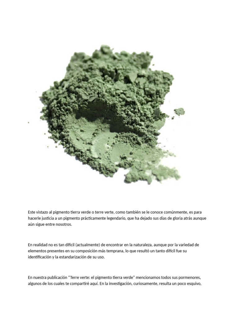 Historia y Uso del Pigmento Terre Verte | PDF | Pigmento | Verde