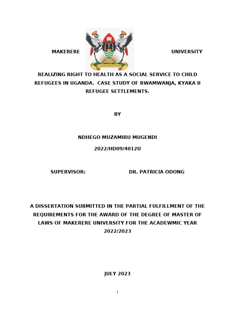 Ndhego M. .....final copy dissertation LLM | PDF | Refugee | Democratic Republic Of The Congo