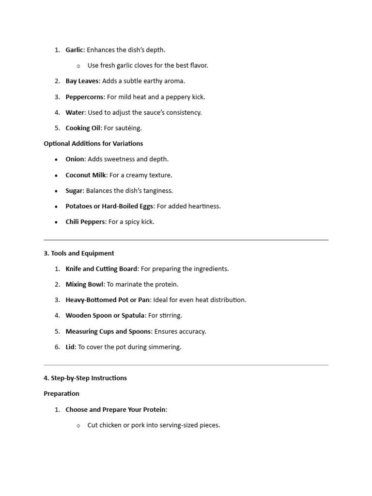 Adobo Cooking Guide and Tools | PDF