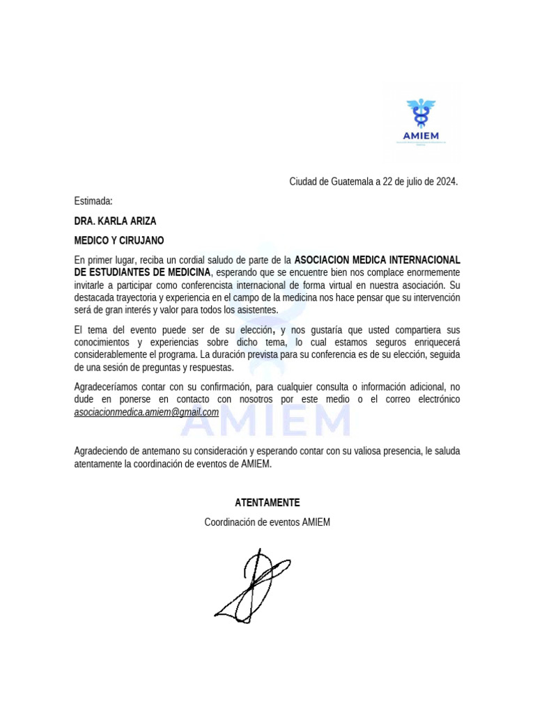 CARTA DE INVITACION A PONENTES Guatemala | PDF CARTA DE INVITACION A PONENTES Guatemala | PDF