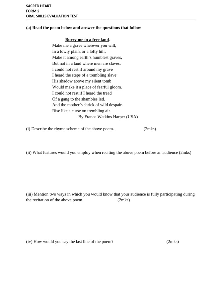 form 2 oral skills | PDF