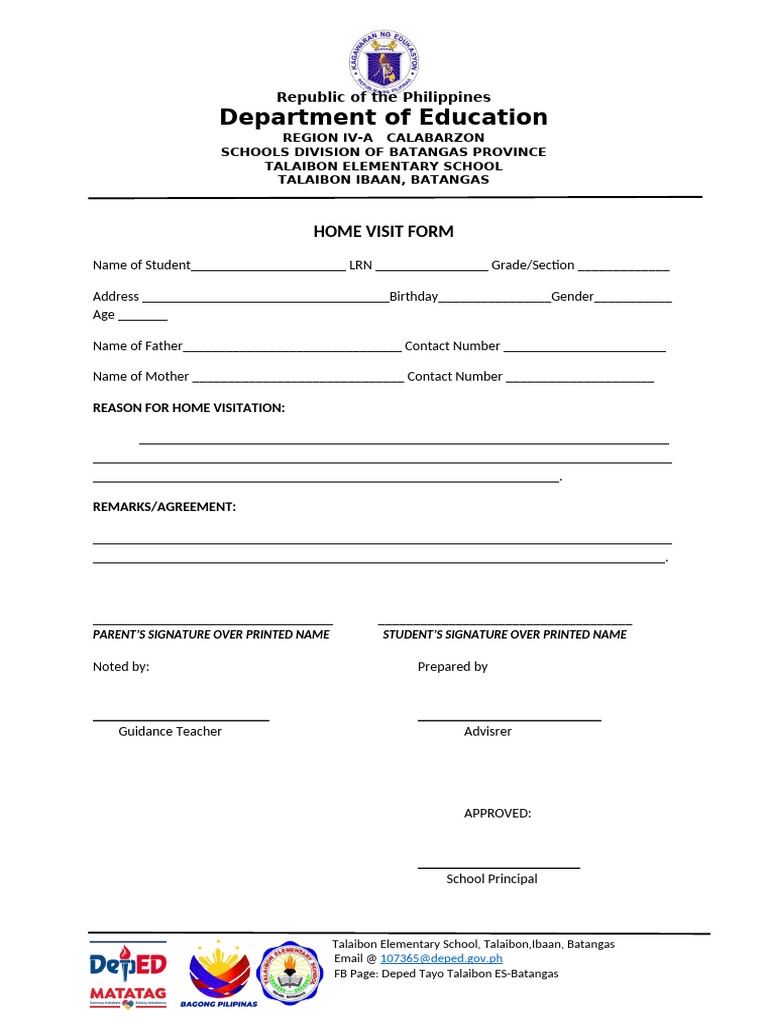 Home Visit Form | PDF