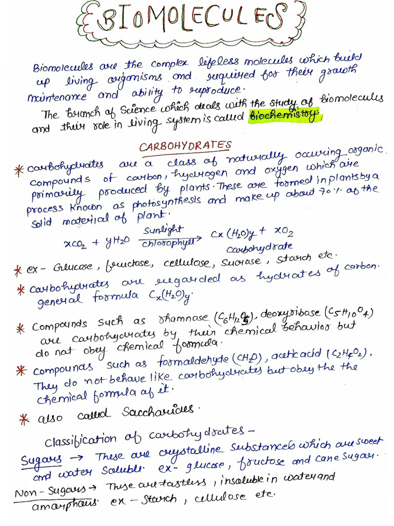 Biomolecules (Chemistry ? ) | PDF