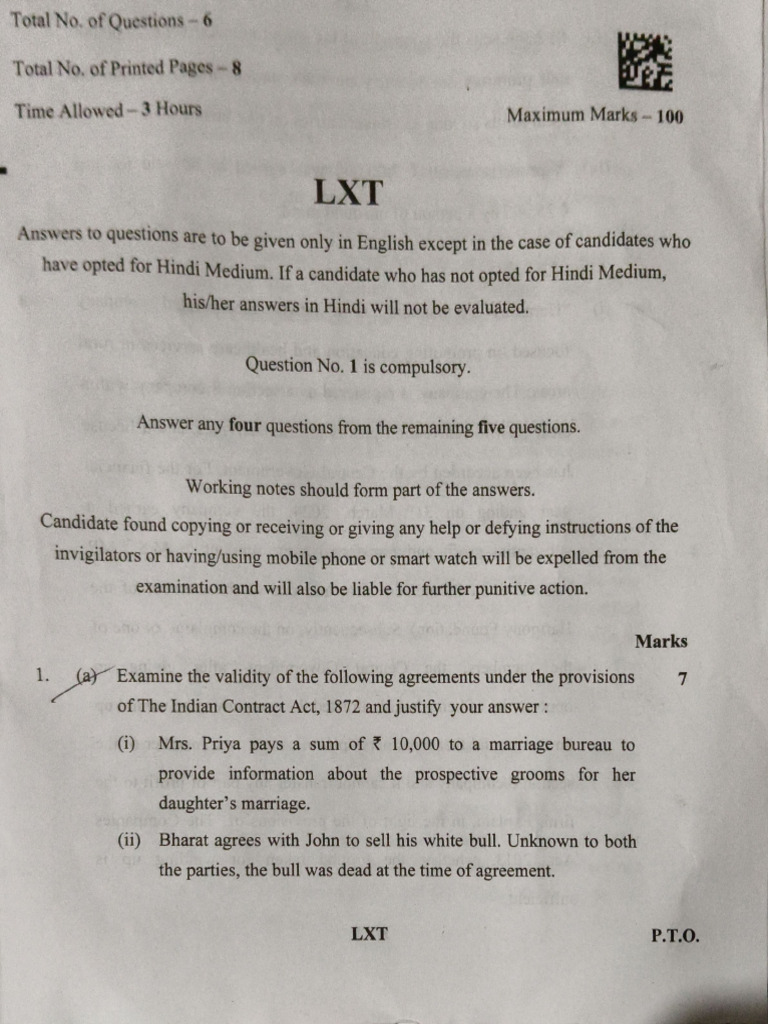 CA Foundation Law Paper (160125) | PDF