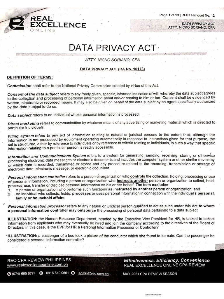 REO RFBT Data-Privacy-Act | PDF
