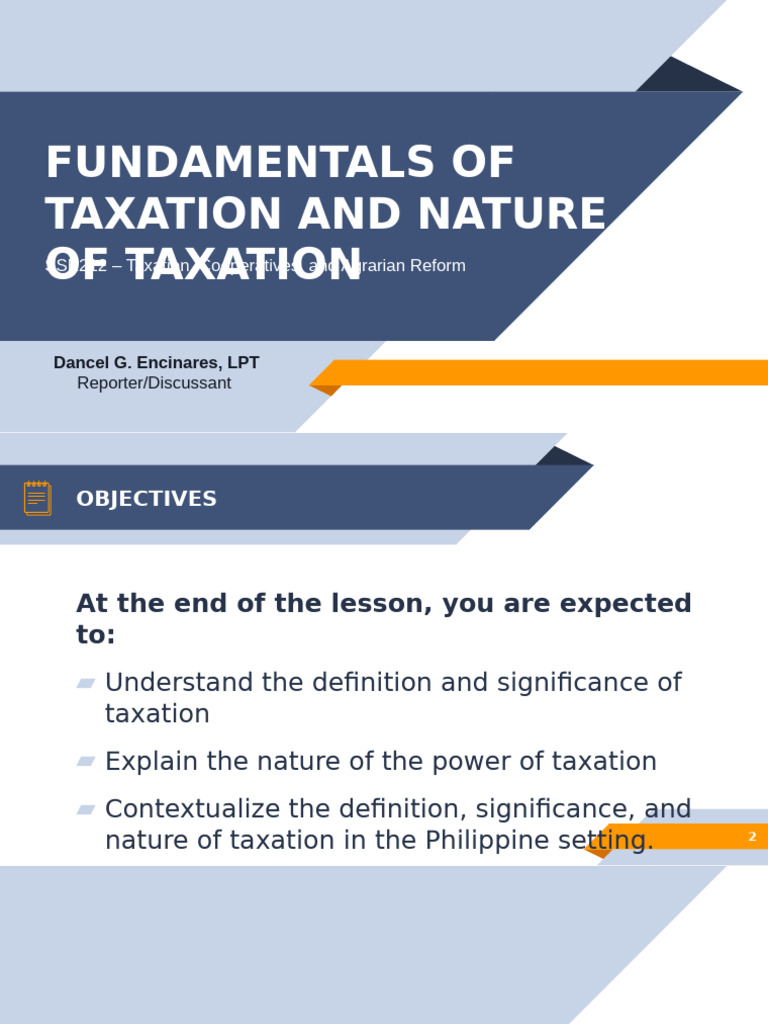 Fundamentals of Taxation Guide | PDF | Taxes | Sovereignty