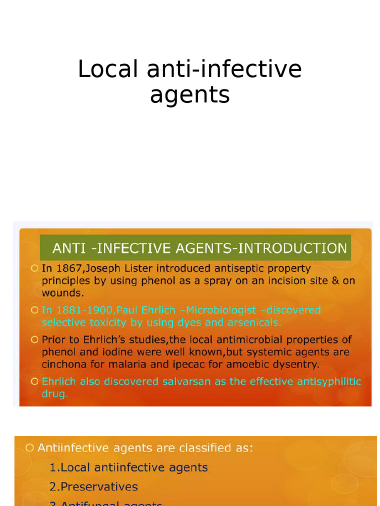 Local Anti-Infective Agents Overview | PDF