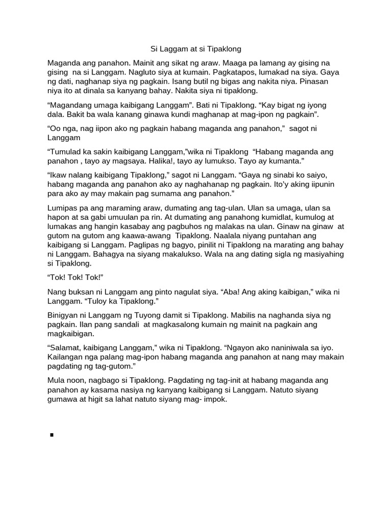 Si Laggam at Si Tipaklong | PDF