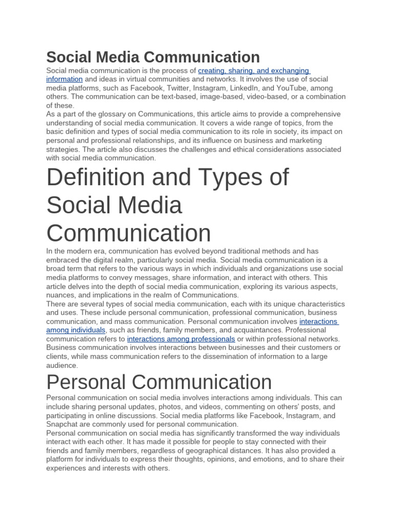 Social Media Communication | PDF | Social Media | Popular Culture ...