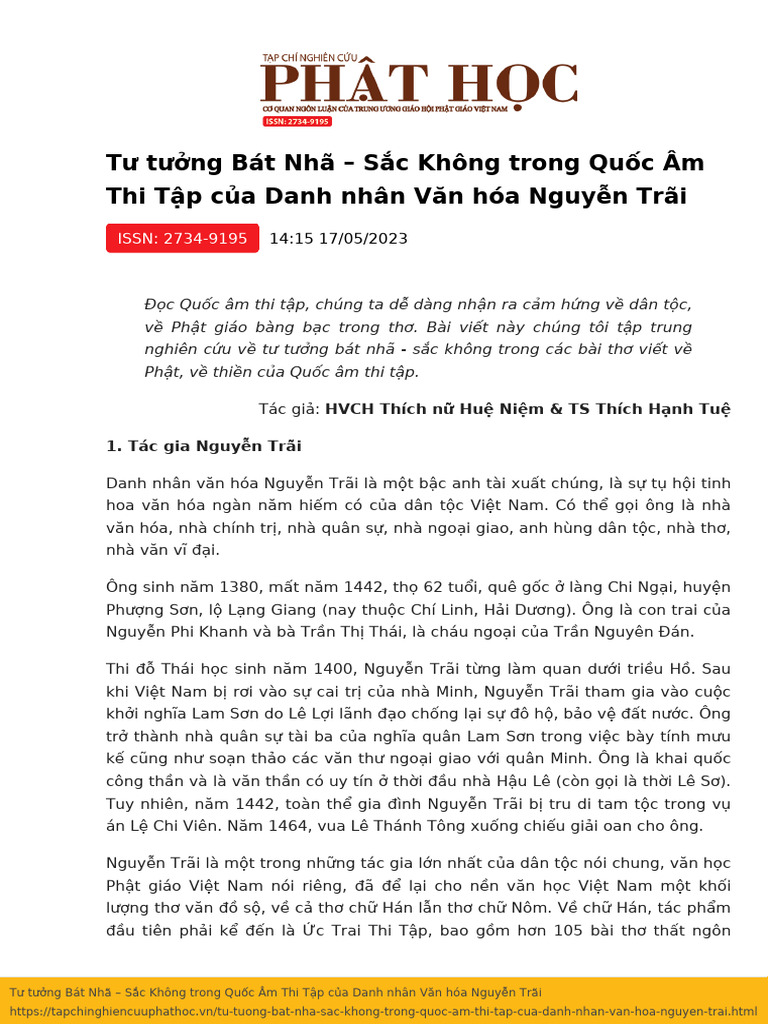 Tu Tuong Bat Nha Sac Khong Trong Quoc Am Thi Tap Cua Danh Nhan Van Hoa ...