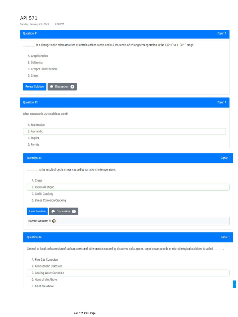 API 571 Q1 To 22 | PDF