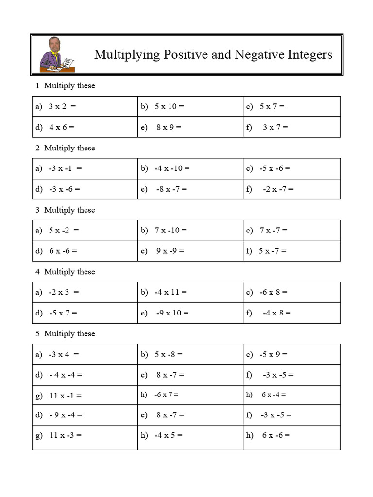 5 Multiplying Positive and Negative Integers | PDF