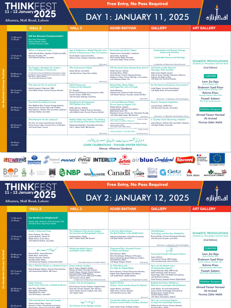 ThinkFest 2025 Schedule Overview | PDF | Pakistan