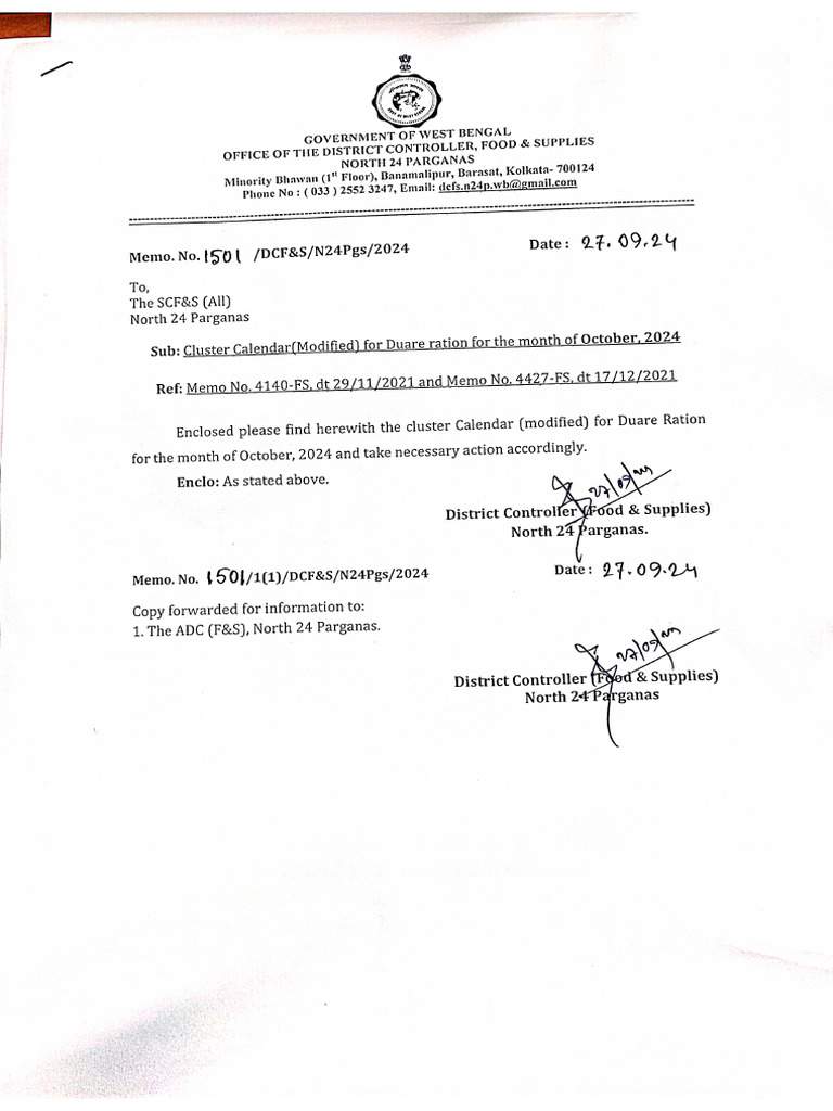 Duare Ration Calender For October 2024 | PDF