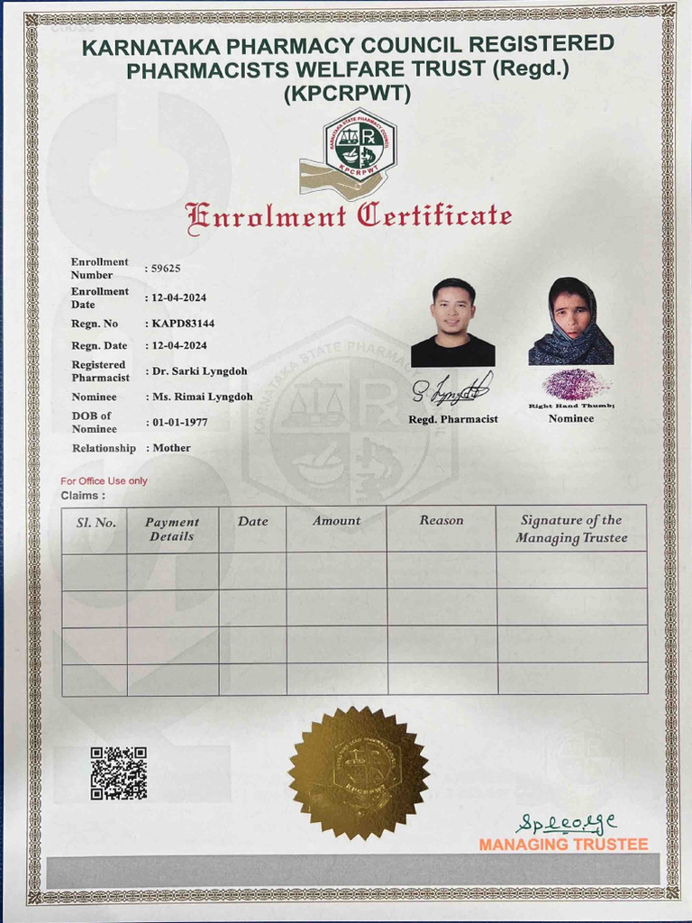 Karnataka Pharmacists Welfare Trust Registration | PDF