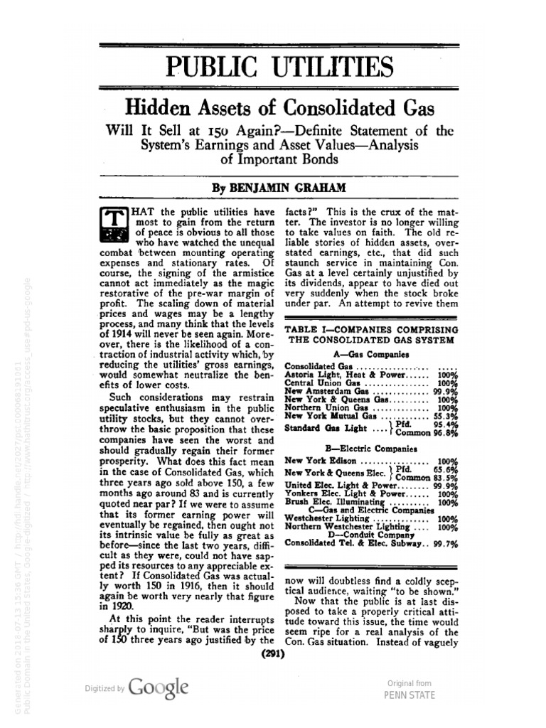 Analyzing Consolidated Gas Assets and Earnings | PDF | Valuation ...