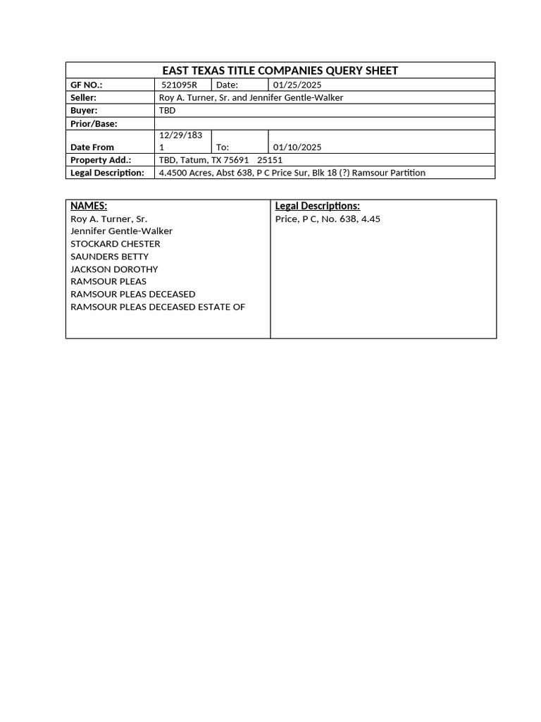 Query Sheet 521095R | PDF