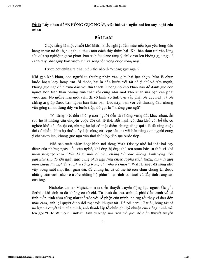 Bài Văn Mẫu HSG-NLXH | PDF