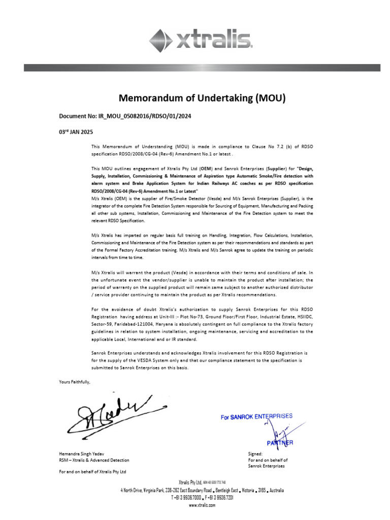 Rdso Mou 250106 144247 | PDF | Active Fire Protection