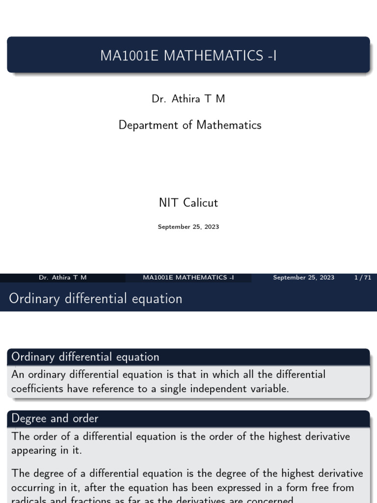 S1_ODE | PDF | Equations | Damping