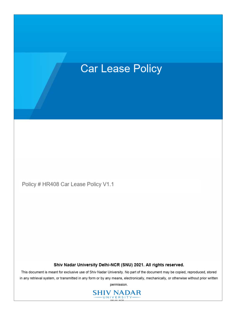 HR408 Car Lease Policy V1.1 | PDF | Taxes | Loans