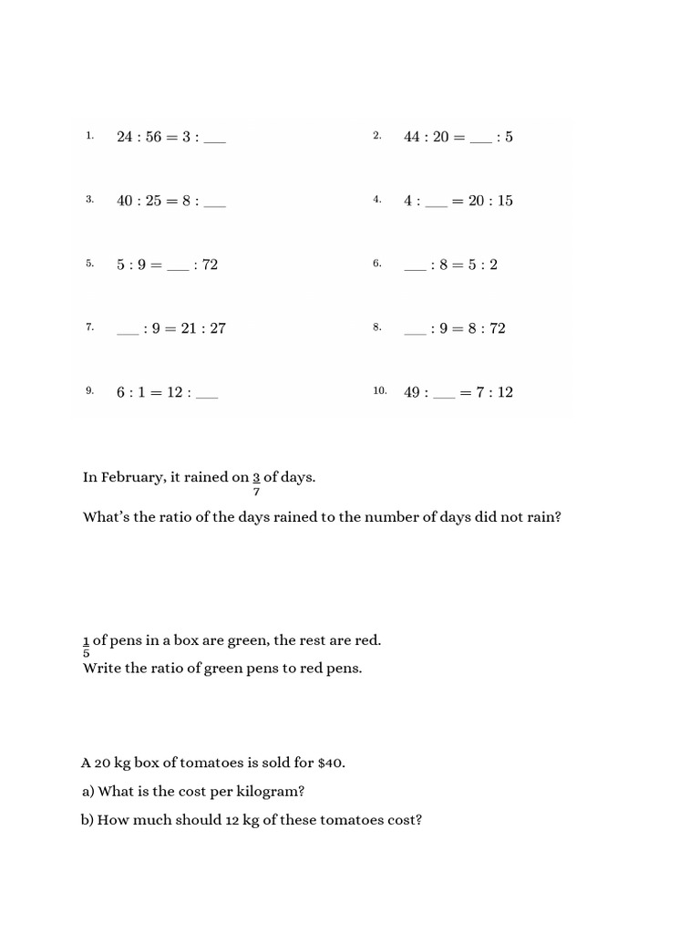Ratios and Proportions in Various Scenarios | PDF | Area | Cakes