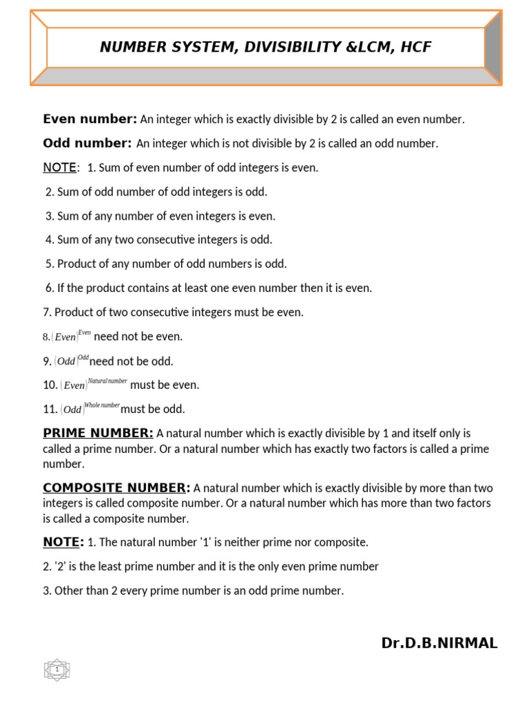 Number System and Divisibility Concepts | PDF | Numbers | Elementary ...