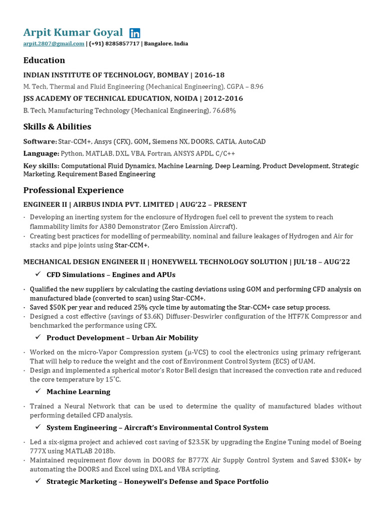 Arpit Goyal: Mechanical Engineer Profile | PDF
