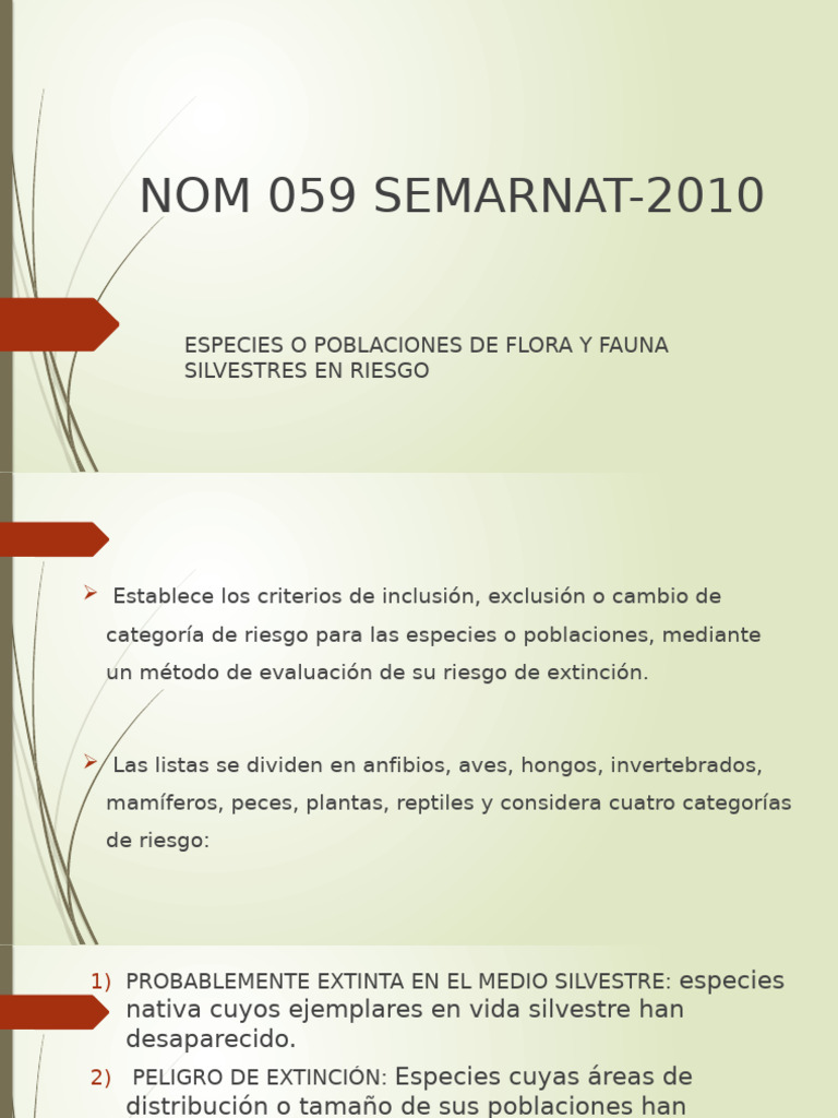Nom 059 Semarnat-2010 | PDF