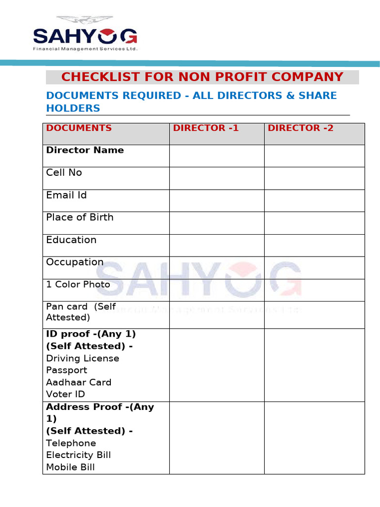 sec 8 Company Checklist | PDF