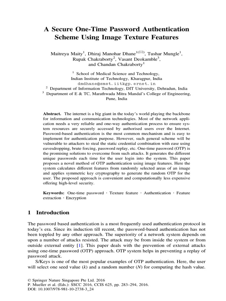 A Secure One-Time Password Authentication | PDF | Password | Authentication