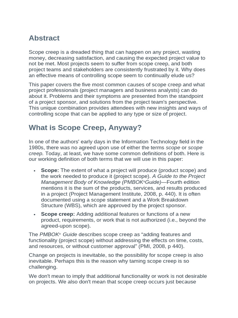 ScopeCreep | PDF | Scope (Computer Science) | Project Management ScopeCreep | PDF | Scope (Computer Science) | Project Management