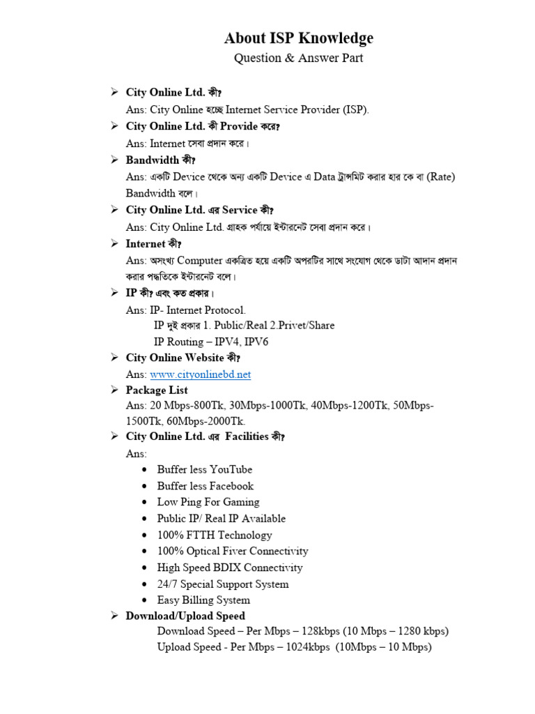 About ISP Knowledge - Question & Answer Part-1 | PDF | Internet Protocols | Internet