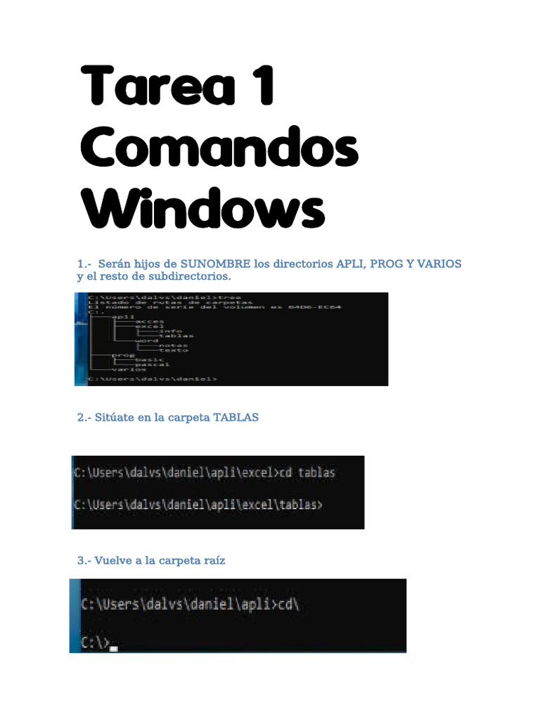 Comandos Windows: Tareas y Gestión | PDF | Archivo de computadora | Directorio (Computación)