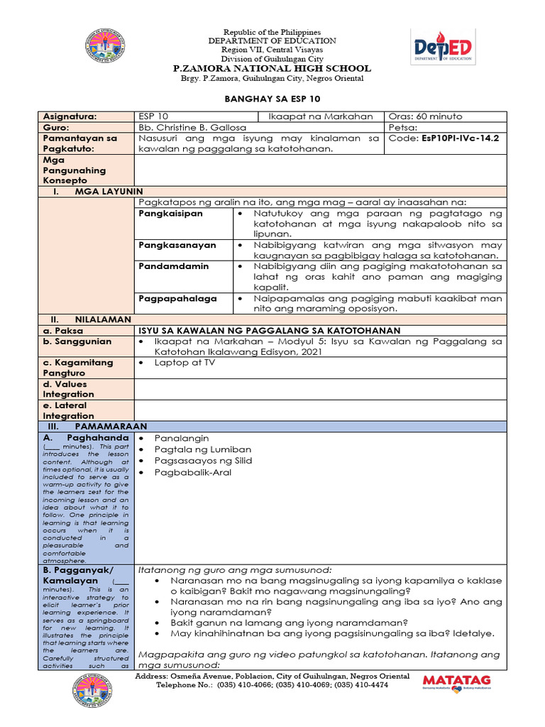 Esp 10 Last Week | PDF