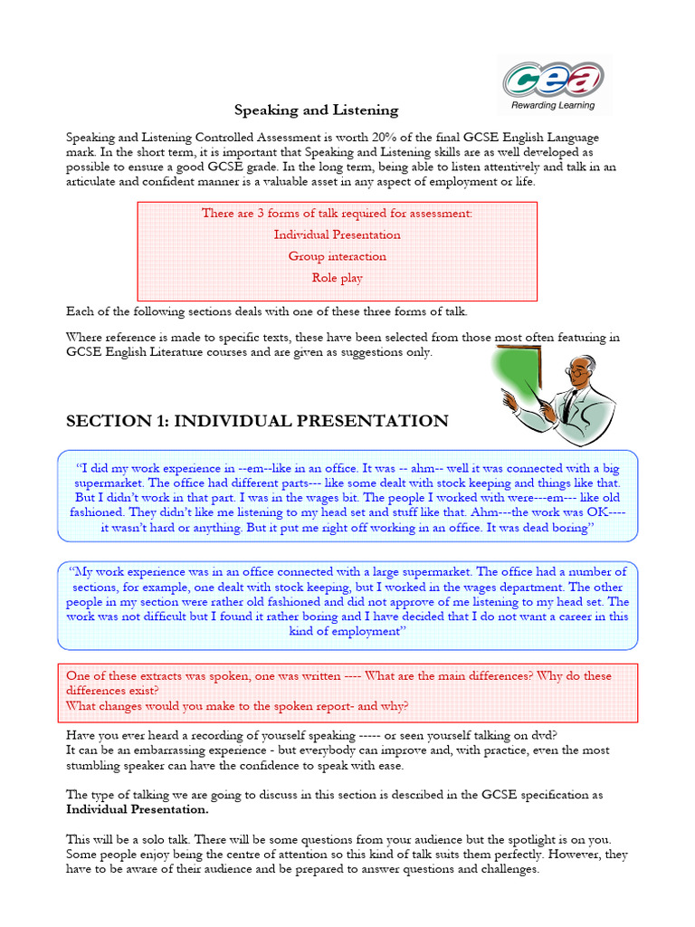 GCSE-ELAN-Coursework-Forms-9878 | PDF | Speech | Public Speaking