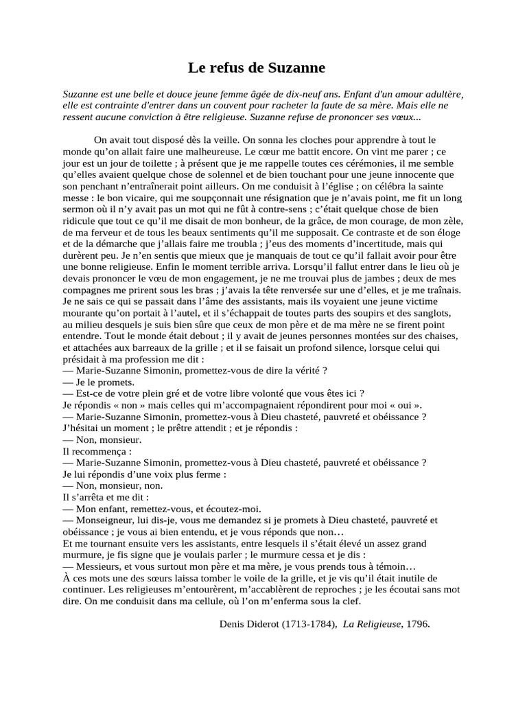 Le refus de vœux de Suzanne | PDF