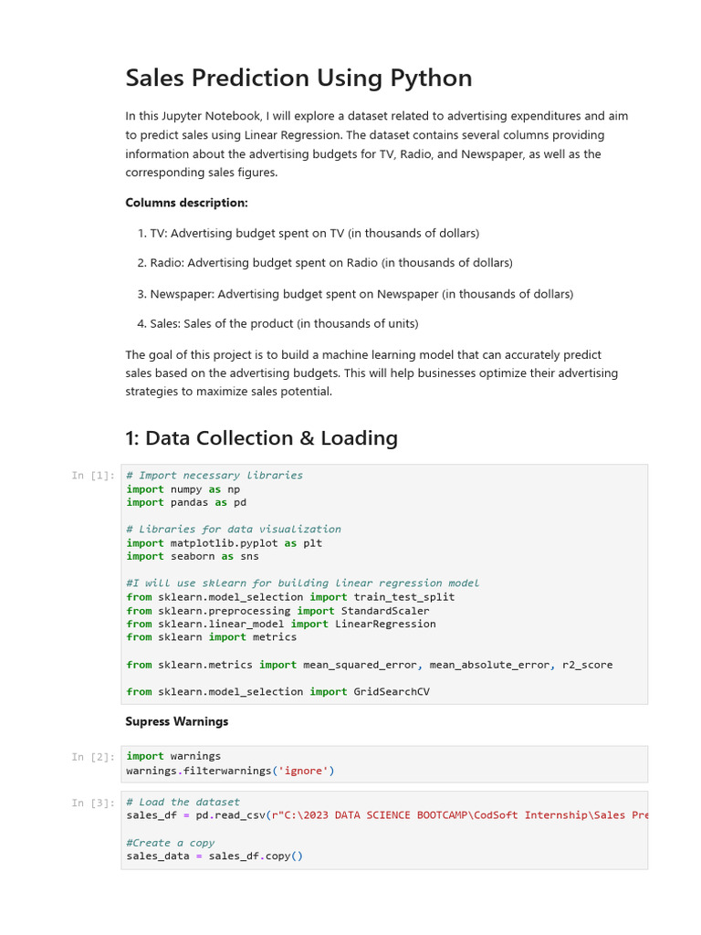 Sales | PDF | Mean Squared Error | Statistical Inference