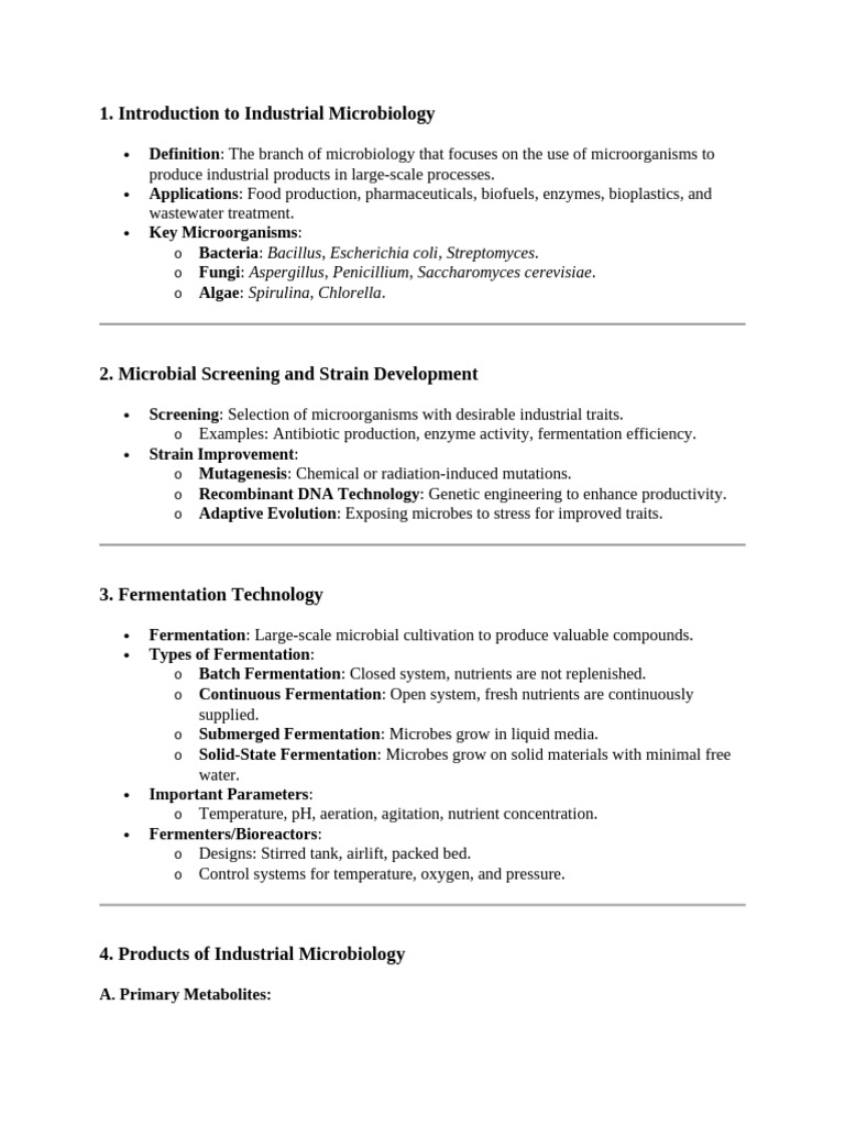 Industrially Important Microorganisms Industrial Microbiology Lec.2