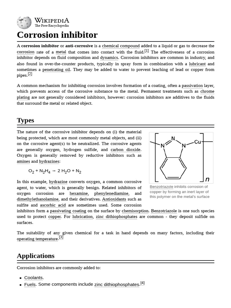 Corrosion Inhibitors: Types and Applications | PDF | Corrosion ...