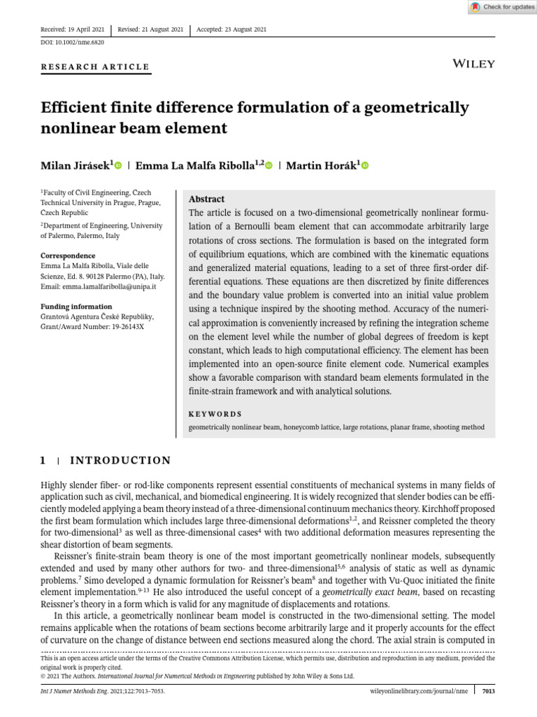Numerical Meth Engineering - 2021 - Jirásek - Efficient Finite Difference Formulation of a ...