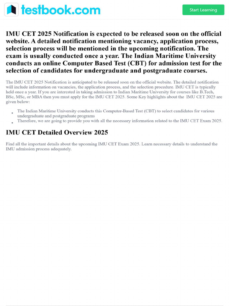 IMU CET 2025exam Info | PDF