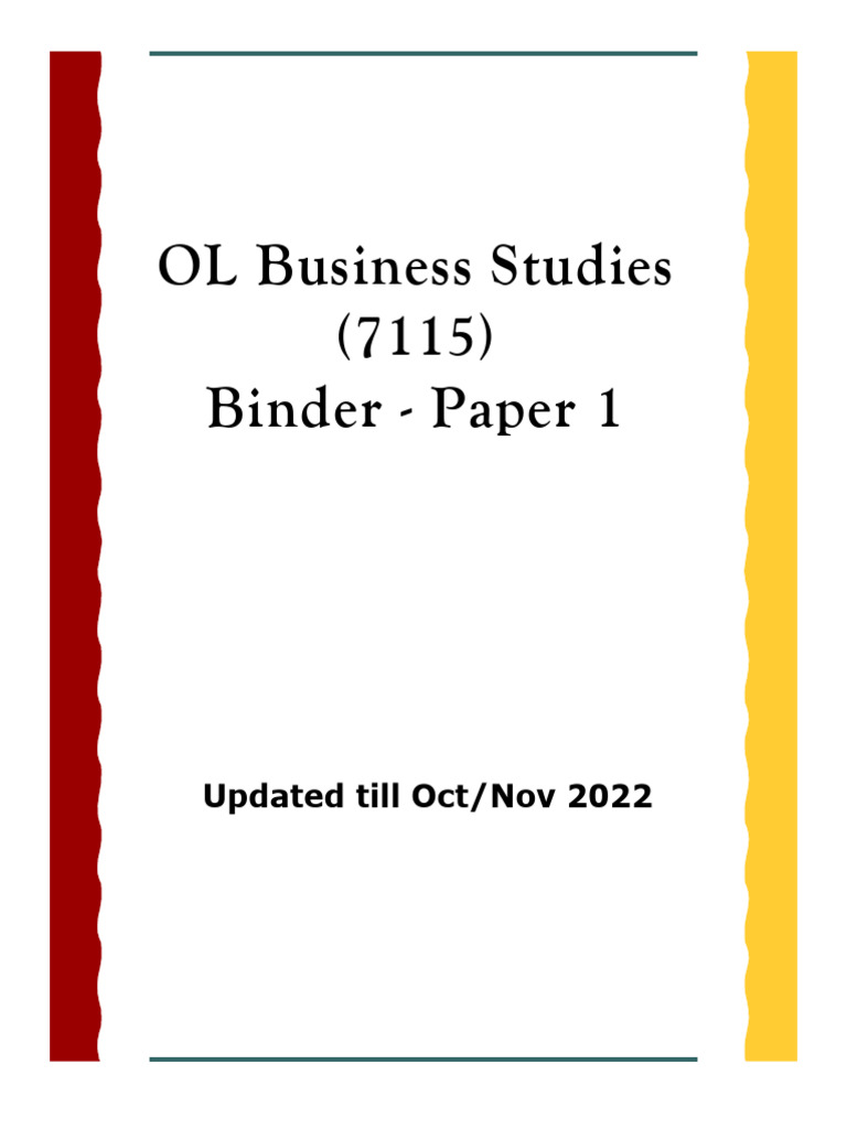 OL Business Studies Paper 1 Guide | PDF | Profit (Economics) | Price Elasticity Of Demand