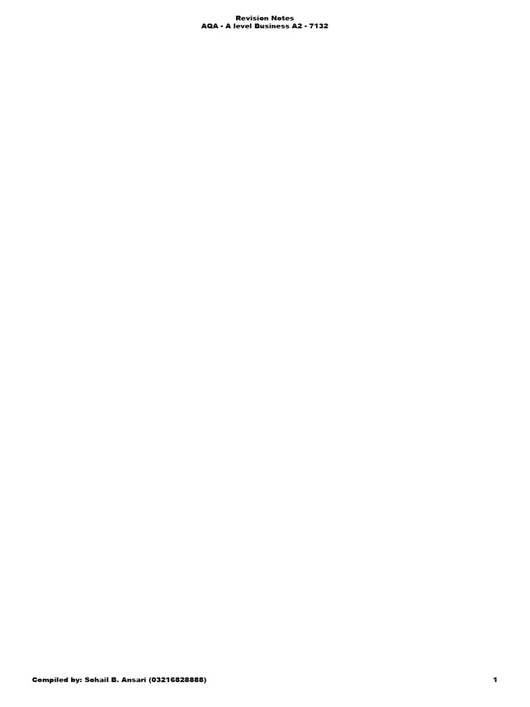 Business Revision Notes AQA A Level - 045947 | PDF | Elasticity ...