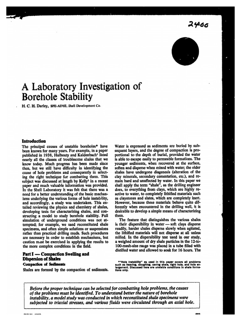 A Laboratory Investigation of Borehole Stability | PDF | Yield (Engineering) | Plasticity (Physics)