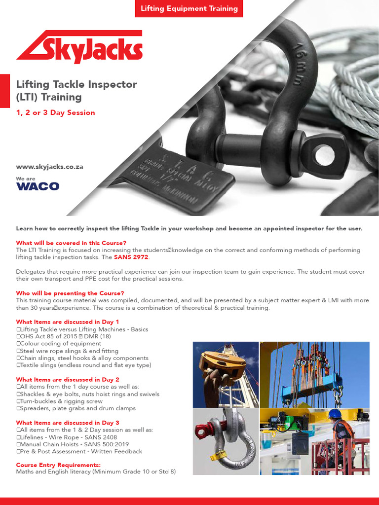 Lifting Tackle Inspector Training Course | PDF | Manufactured Goods