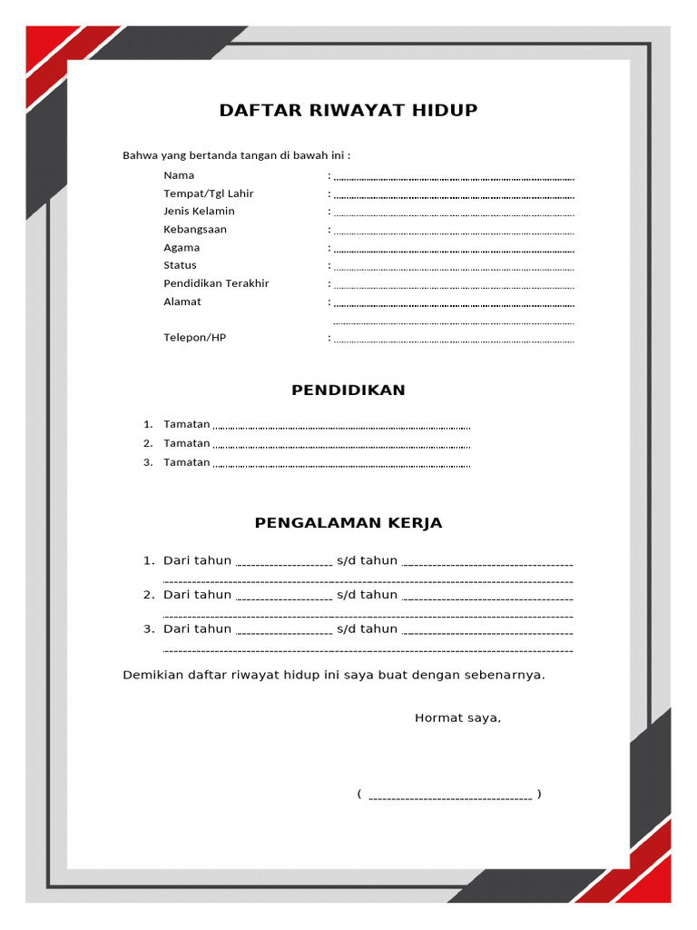 Form Kosong CV | PDF