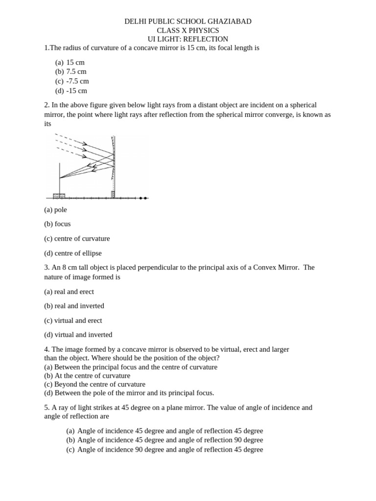 Ui 1 SC CL X Phy Reflection | PDF | Mirror | Electromagnetic Radiation