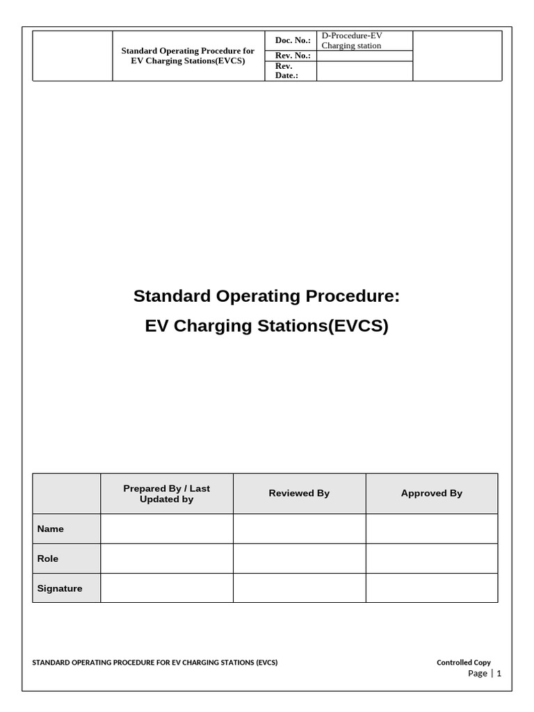 SOP EV Charging Stations | PDF | Electric Vehicle | Parking