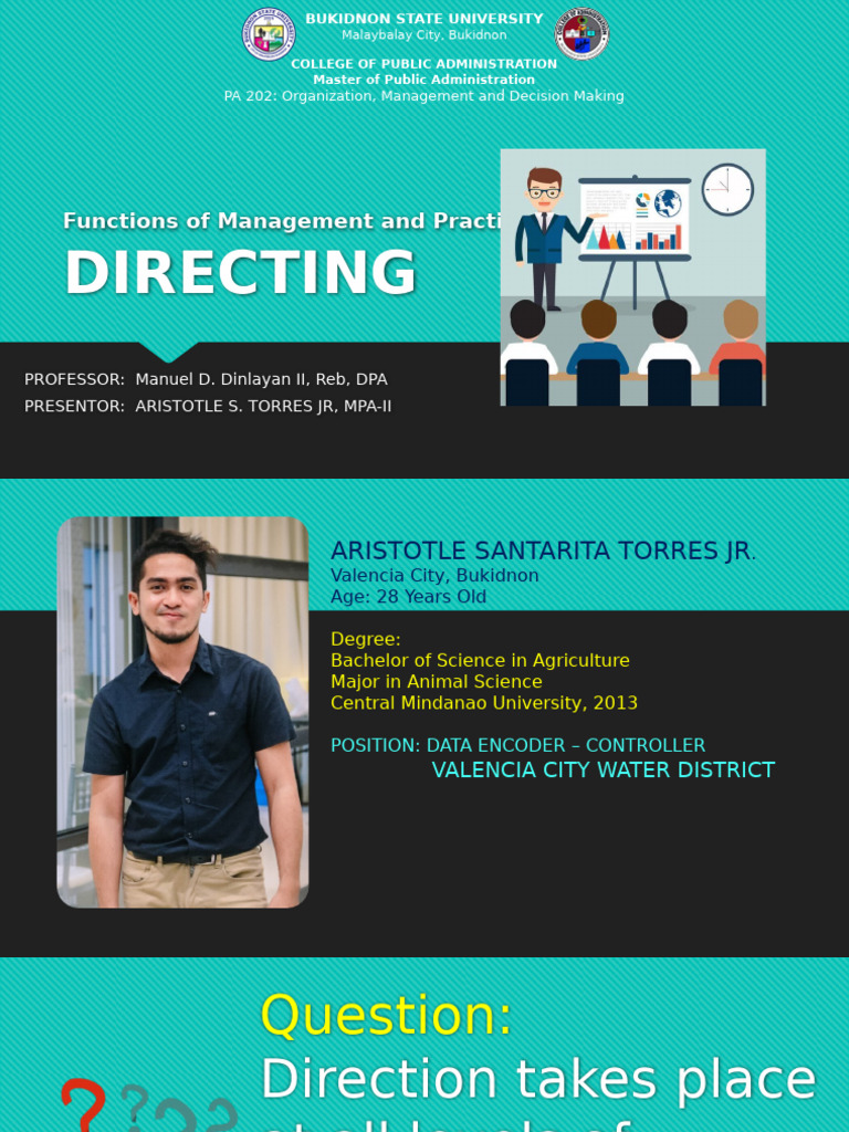 Functions of Management - DIRECTING | PDF | Incentive | Motivation